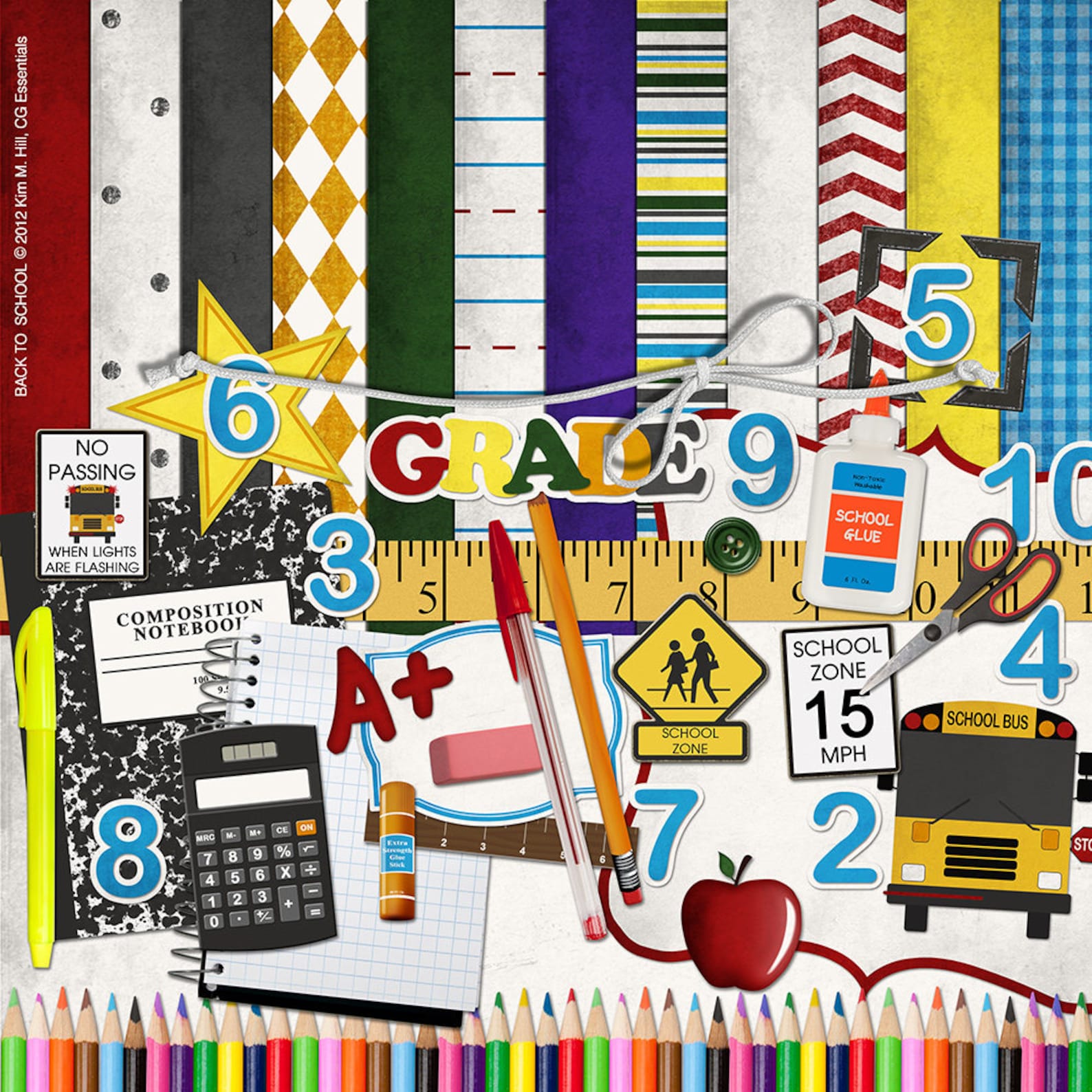 School Digital Scrapbook Kit - "back to School" Digital Scrapbook ...