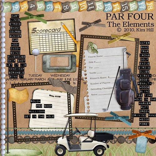 Golf Scrapbook Kit - "par Four" Digital Scrapbooking Kit for Golfers ...