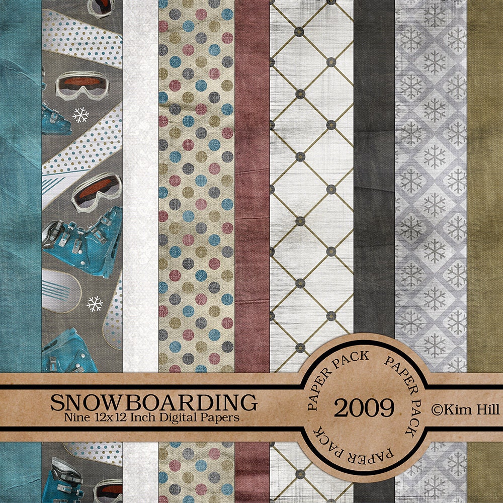 Snowboarding Digital Scrapbook Kit - "snowboarding" Winter Digiscrap ...