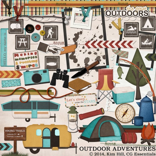 Digital Scrapbook Papers outdoor Adventures - Etsy