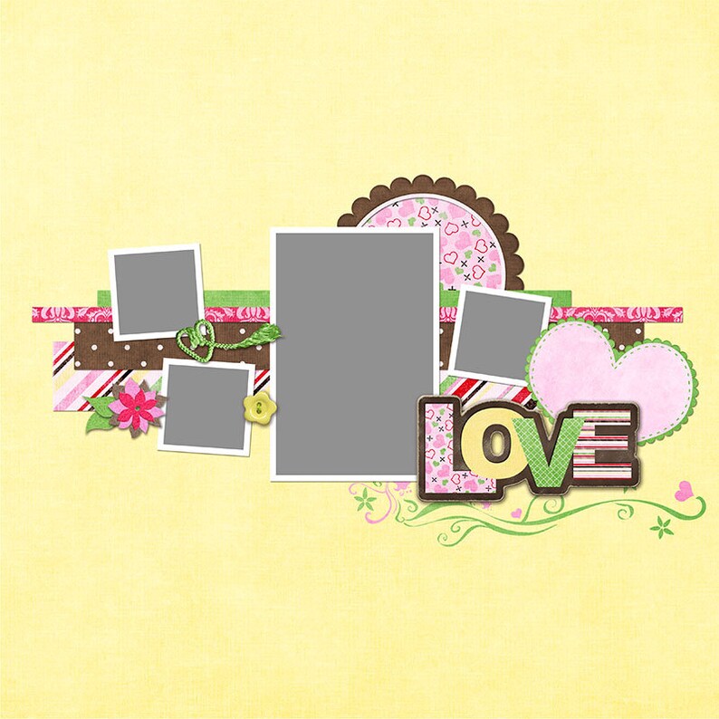 Valentine's Digital Scrapbook Kit love Digiscrap Papers and Elements ...
