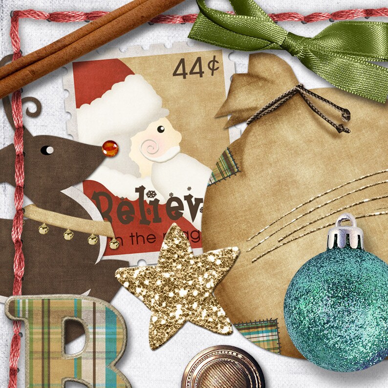 Christmas Digital Scrapbook Kit - "believe in the Magic" Holiday ...