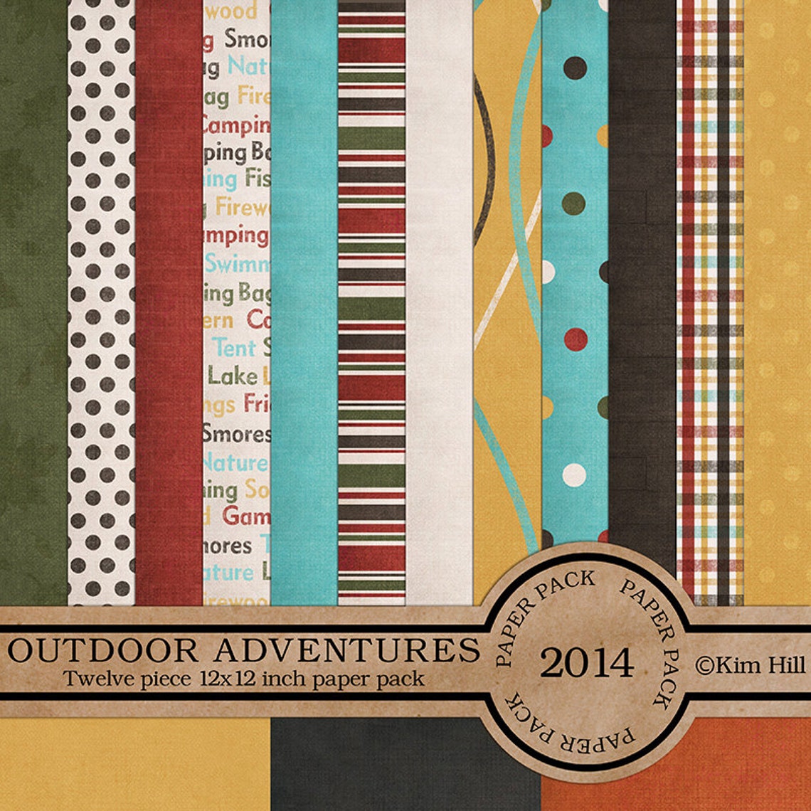 Digital Scrapbook Papers - "outdoor Adventures" Digital Paper Pack for ...