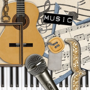 Music Digital Scrapbook Kit - "musical Interlude" Digital Papers and ...