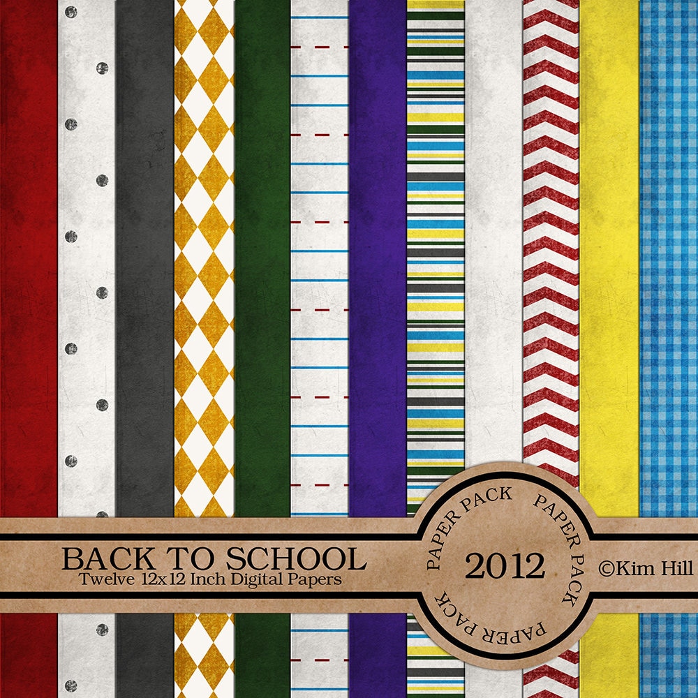 School Digital Scrapbook Kit back to School Digital Scrapbook Papers ...