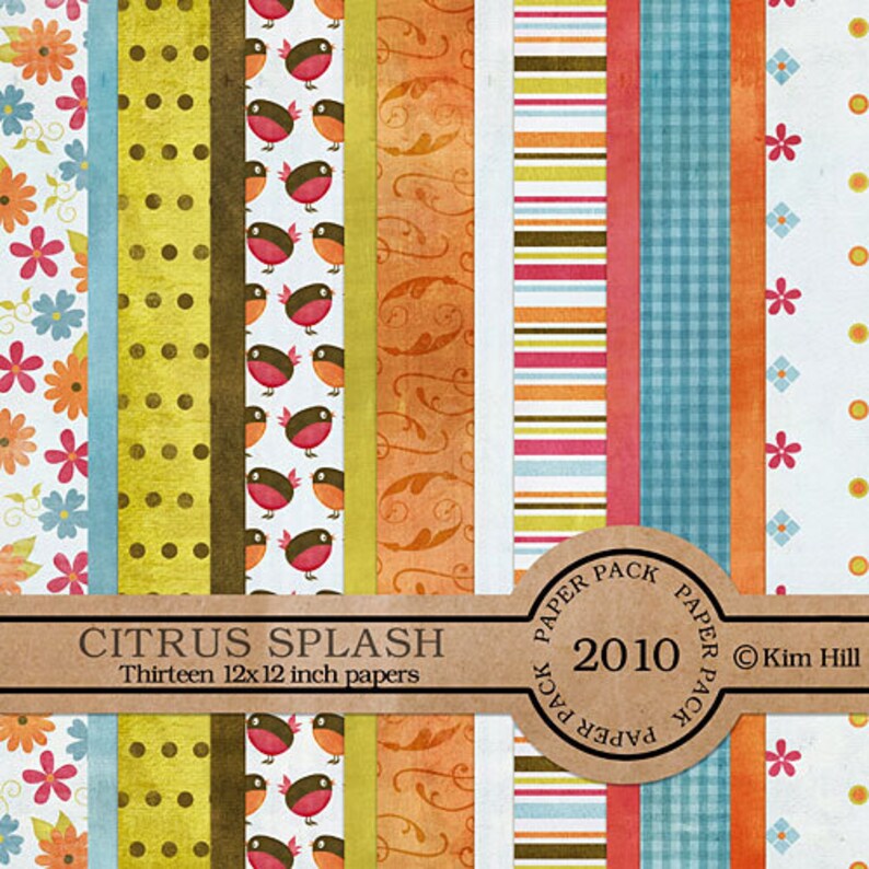 Digital Scrapbook Papers citrus Splash Summer Digiscrap Kit With Bright ...