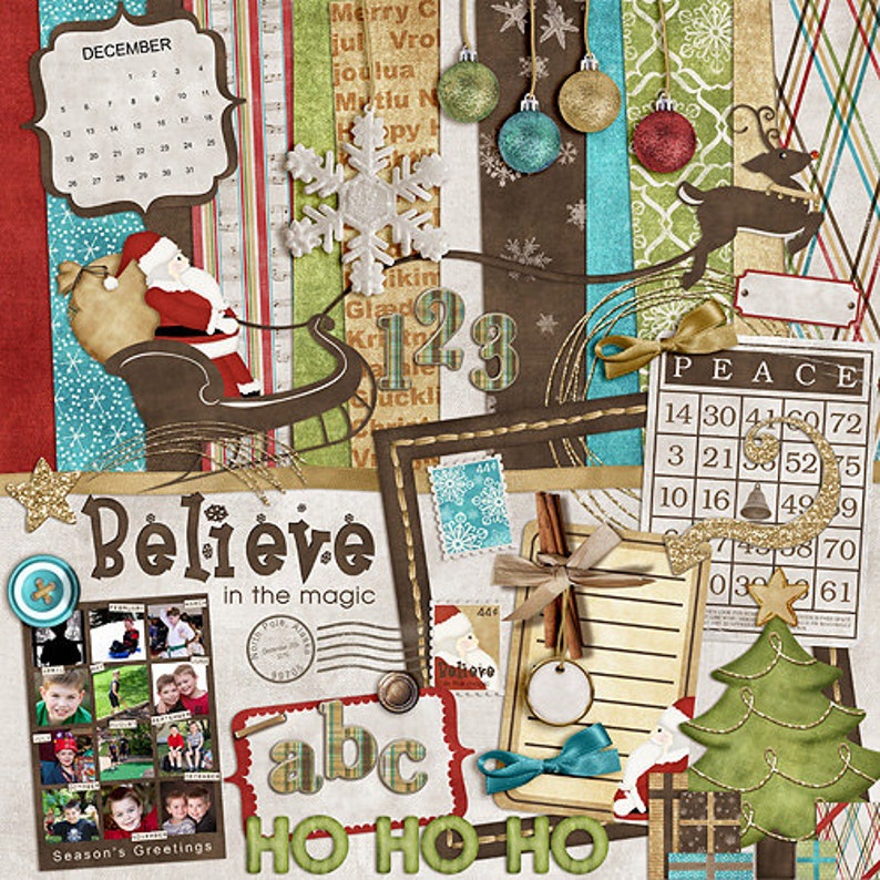 Christmas Digital Scrapbook Kit - "believe in the Magic" Holiday ...