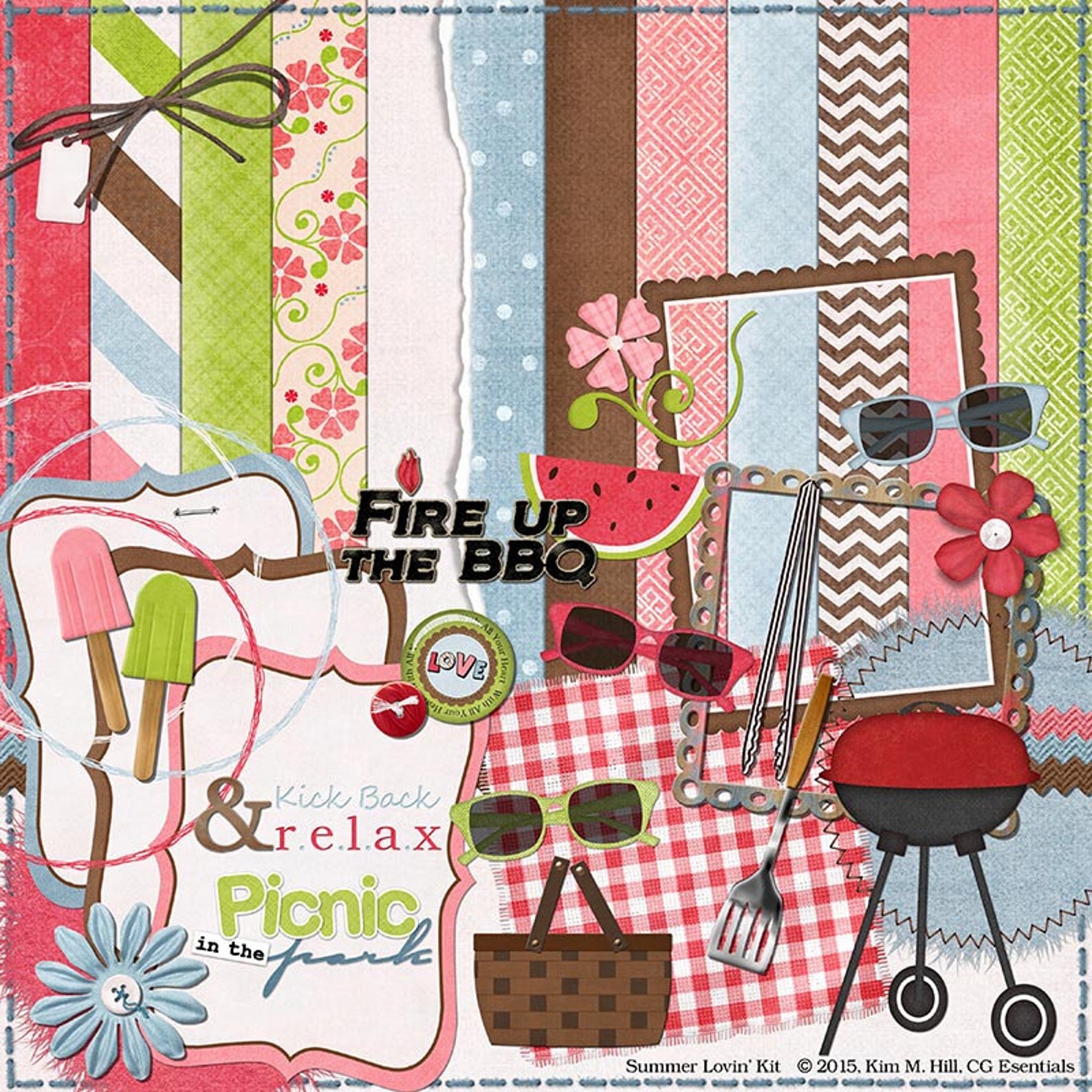 Picnic Digital Scrapbook Kit - "summer Lovin" Digital Scrapbook Kit ...