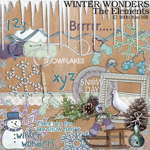 Winter Digital Scrapbook Kit - "winter Wonders" Digiscrap Kit With ...