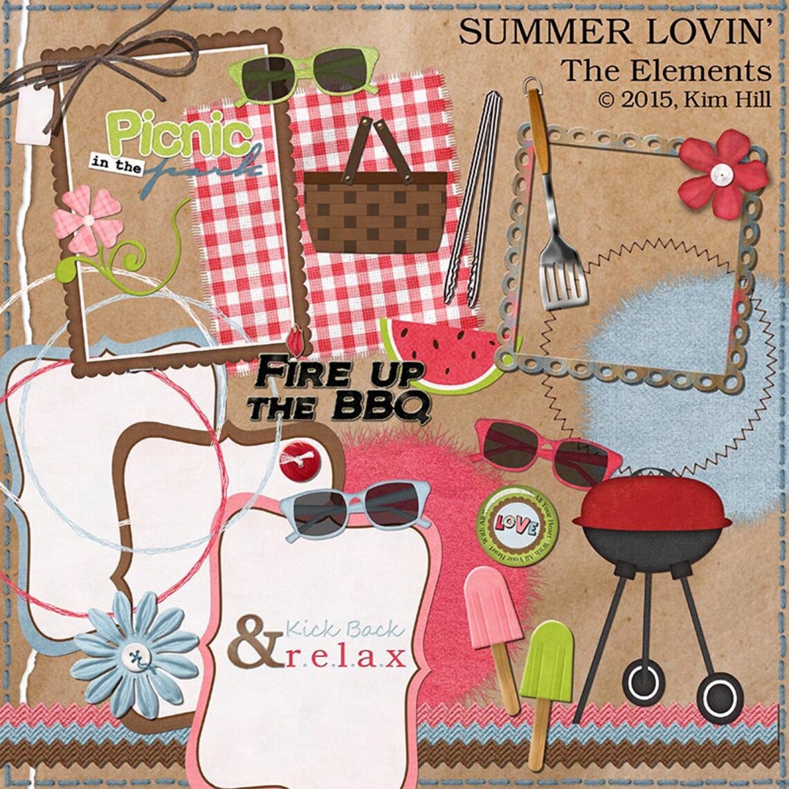 Picnic Digital Scrapbook Kit - "summer Lovin" Digital Scrapbook Kit ...