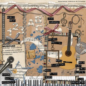 Music Digital Scrapbook Kit musical Interlude Digital Papers and ...