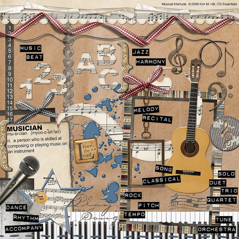 Music Digital Scrapbook Kit musical Interlude - Etsy UK