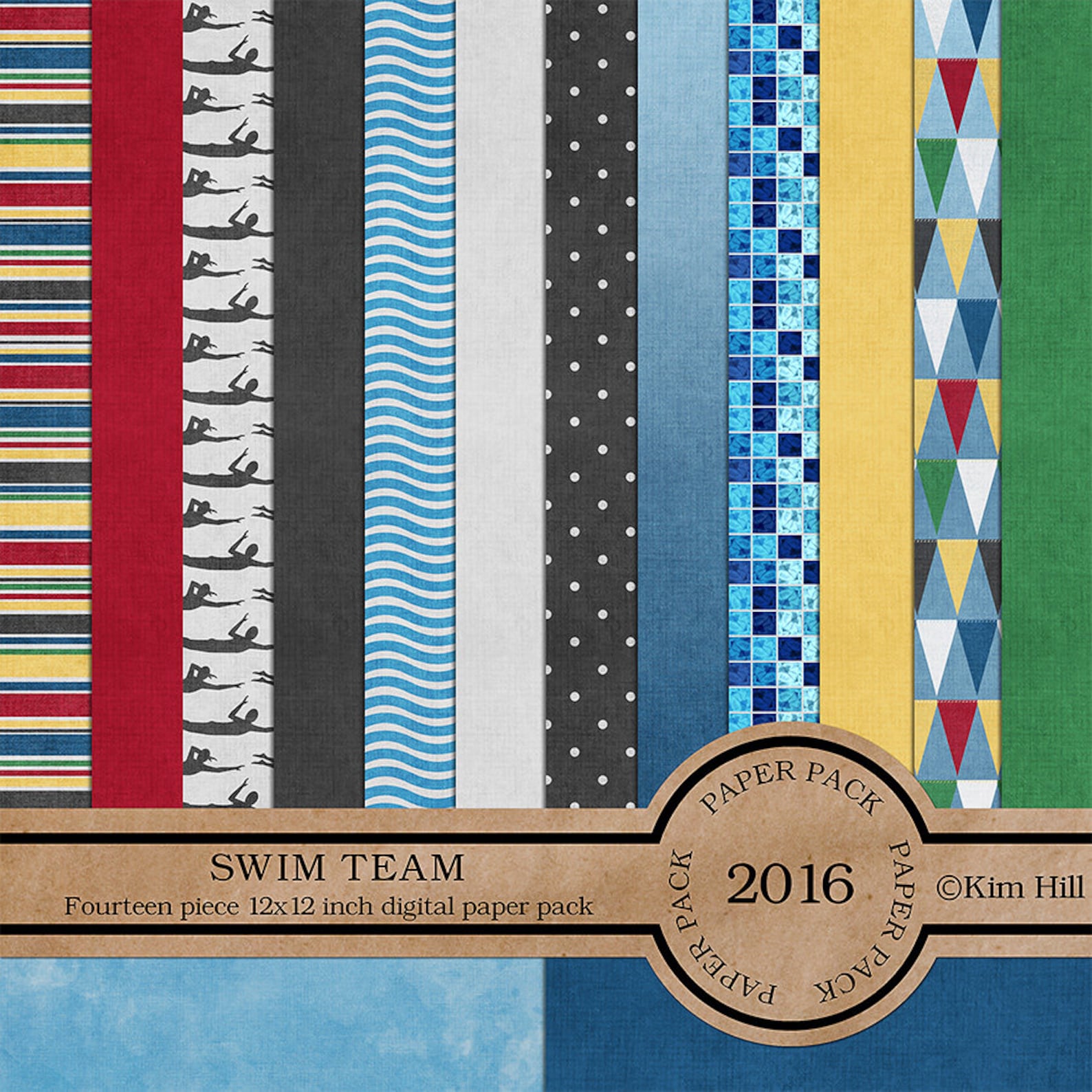 Swim Team Digital Scrapbook Kit With Goggles, Swim Cap, Lap Counter ...