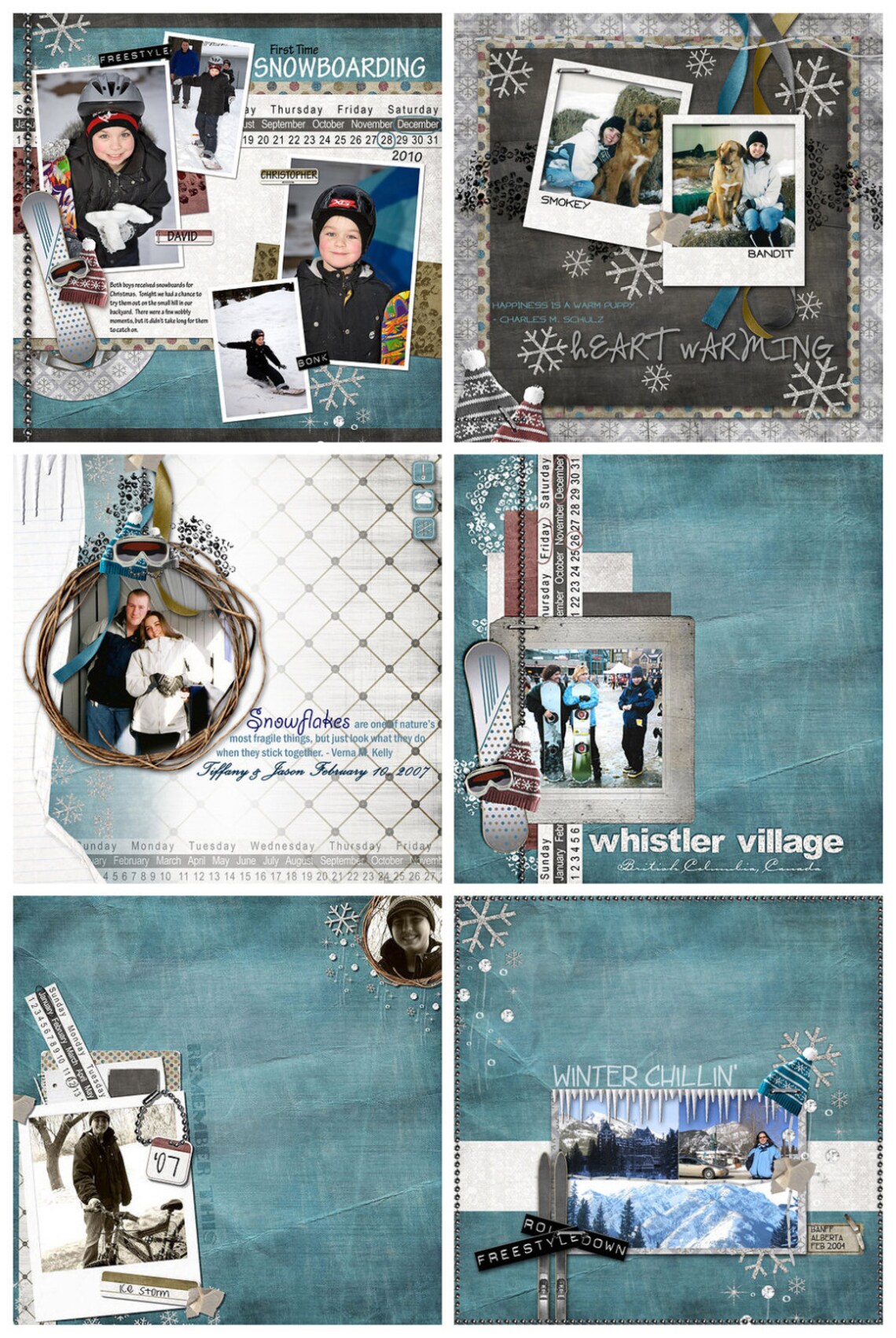 Snowboarding Digital Scrapbook Kit - "snowboarding" Winter Digiscrap ...