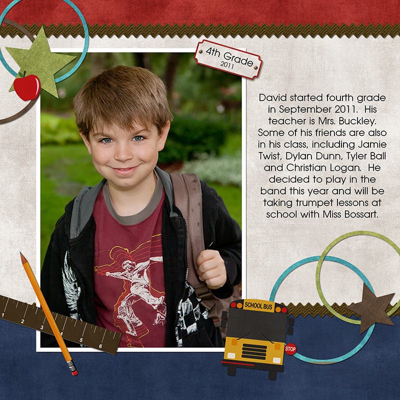 School Digital Scrapbook Kit - "back to School" Digital Scrapbook ...