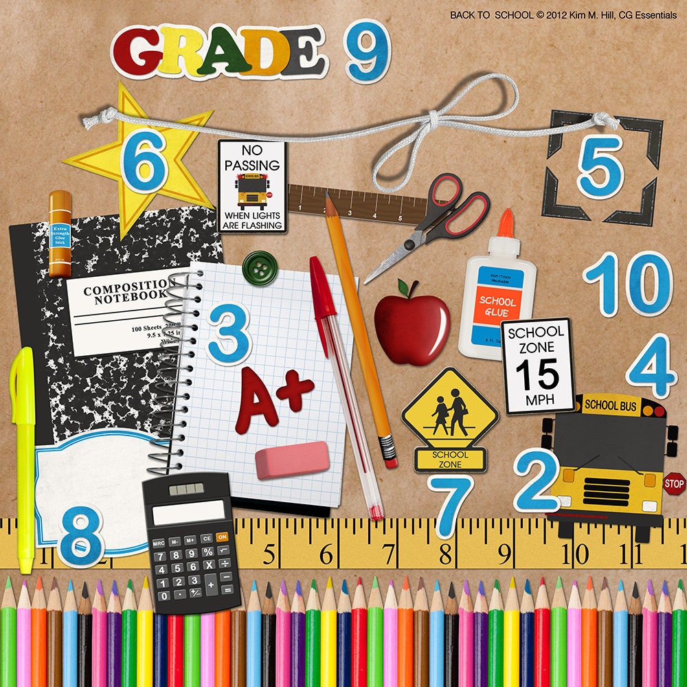 School Digital Scrapbook Kit back to School Digital Scrapbook Papers ...