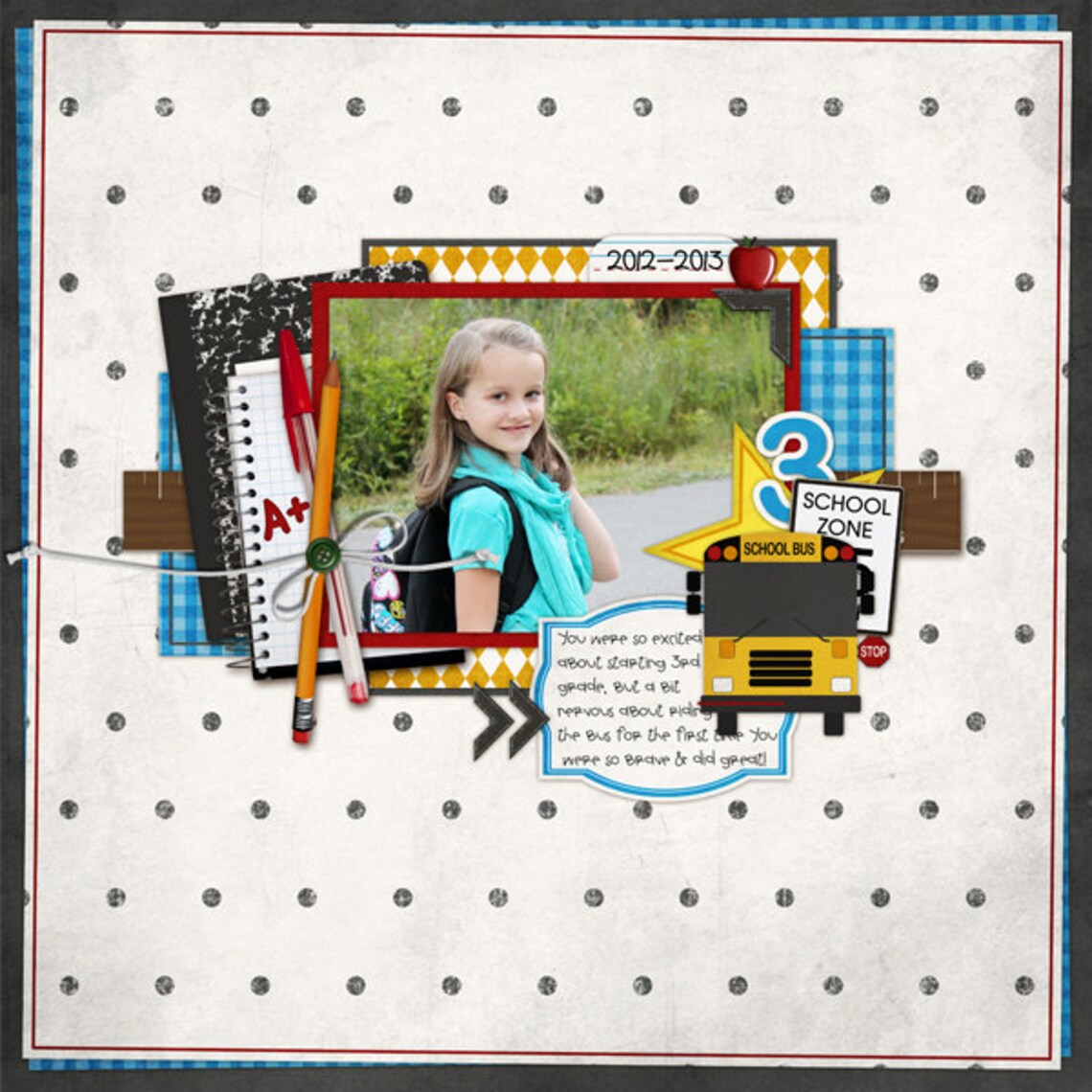School Digital Scrapbook Kit back to School Digital Scrapbook Papers ...