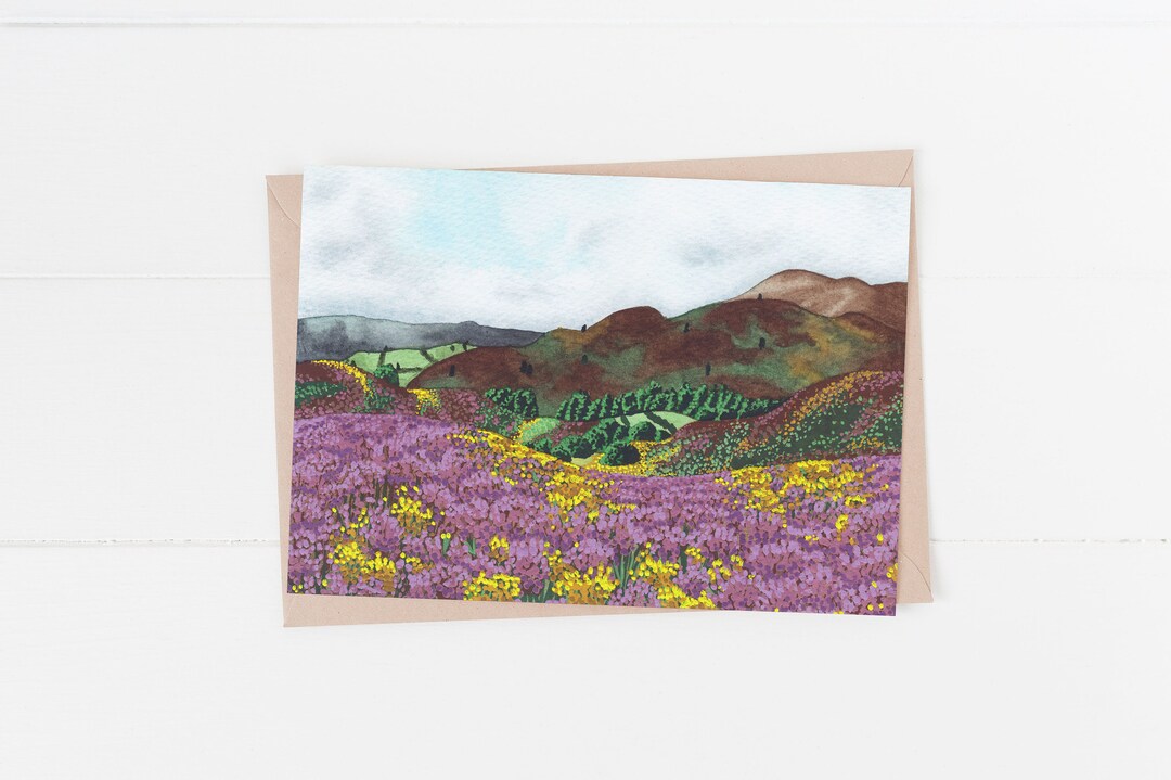 Countryside Birthday Card, Landscape Greetings Card, Watercolour Cards ...