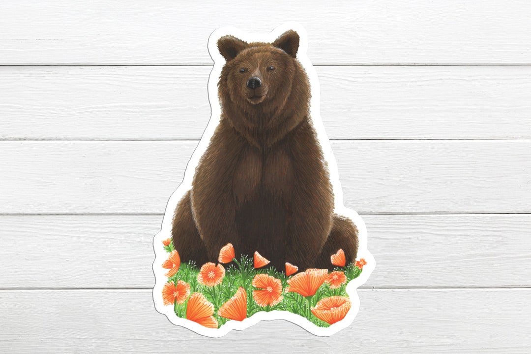 Bear Sticker, Grizzly Bear, Animal Sticker A Lovely Sticker Thats Great ...