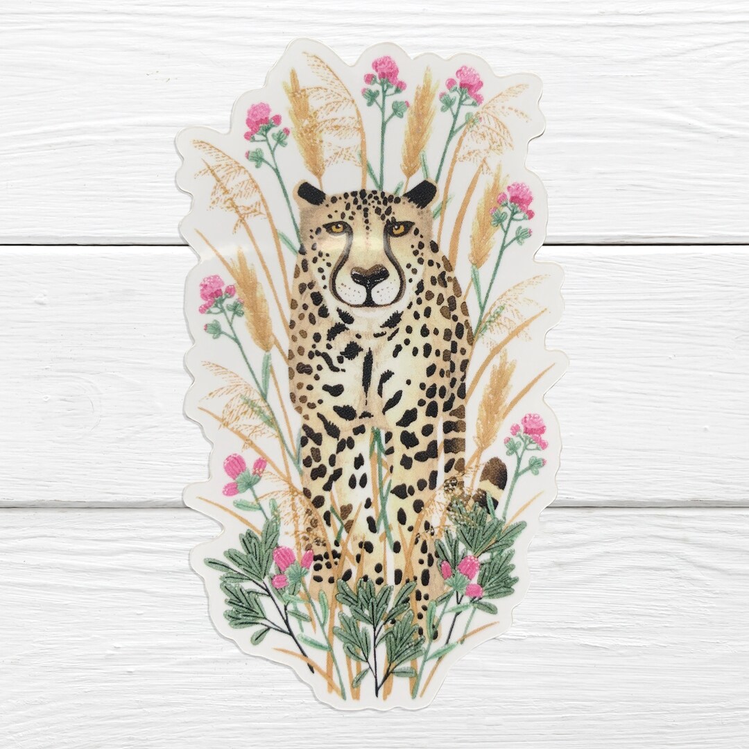 Cheetah Vinyl Sticker: Waterproof Laptop Decal, Wildlife Art - Etsy