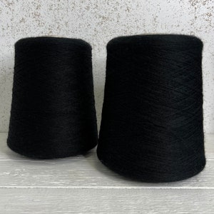 Black Wool Yarn on Cone, Black Knitting Yarn, Lace Weight Yarn Thread ...