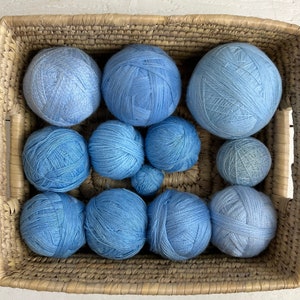 Light Blue Yarn Lot, Destash Yarn Box, Blue Wool and Cotton Yarn Bundle ...