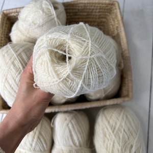 Natural Wool Bundle, White Undyed Yarn Lot, Wool Yarn for Dying, Yarn ...