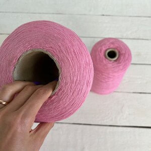 Pink Cotton Yarn on Cone, Light Pink Color Yarn, Lace Weight Cotton ...