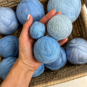 Light Blue Yarn Lot, Destash Yarn Box, Blue Wool and Cotton Yarn Bundle ...