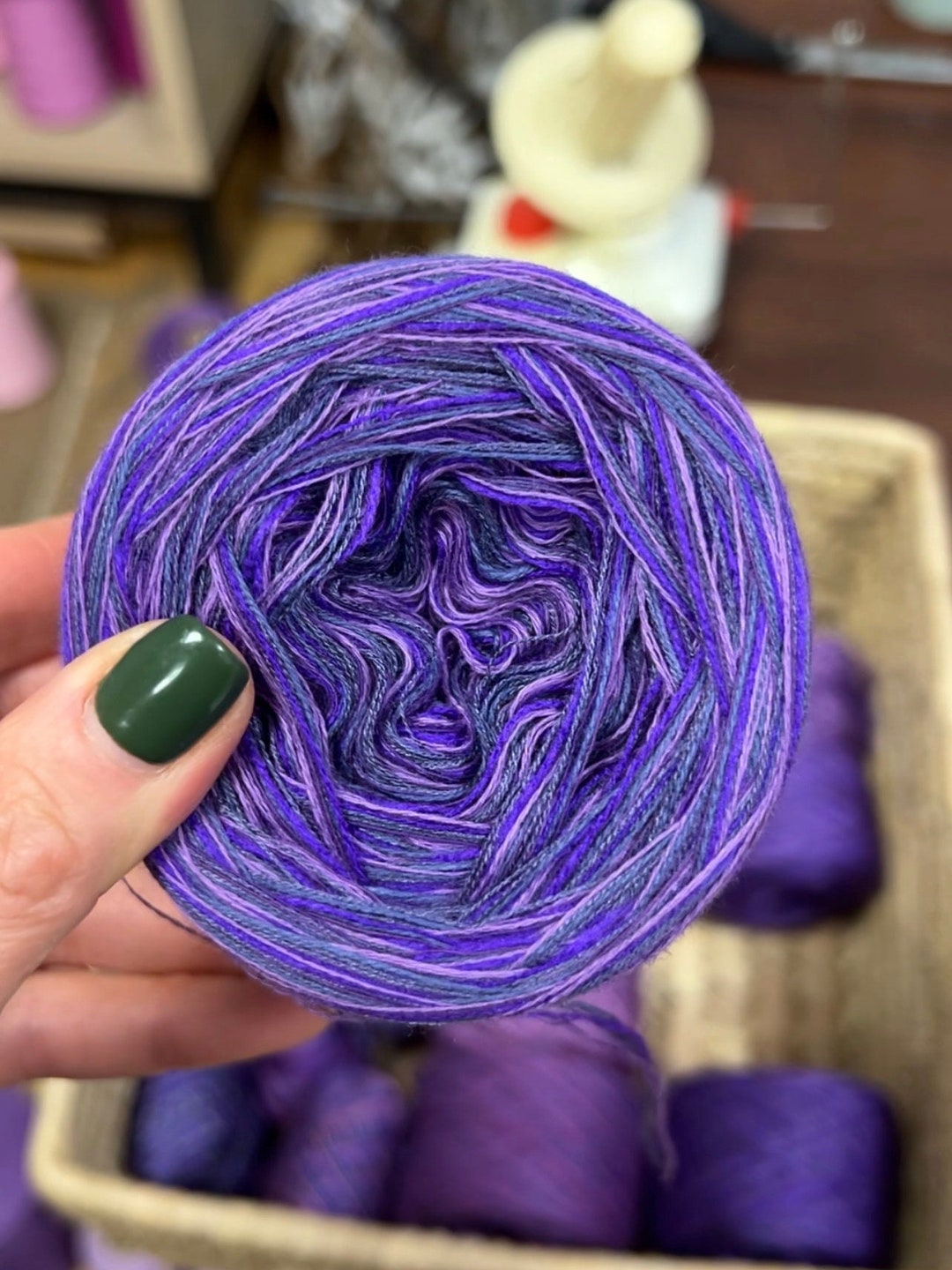 Purple Yarn Box, Purple Shades Cotton Yarn Bundle, Random Size Yarn ...