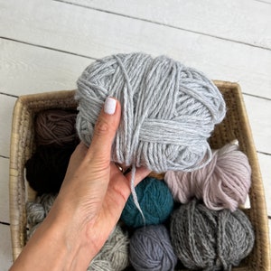 Wool Yarn Bundle, Assorted Grey and Brown Yarn Box for Crafts, Destash ...