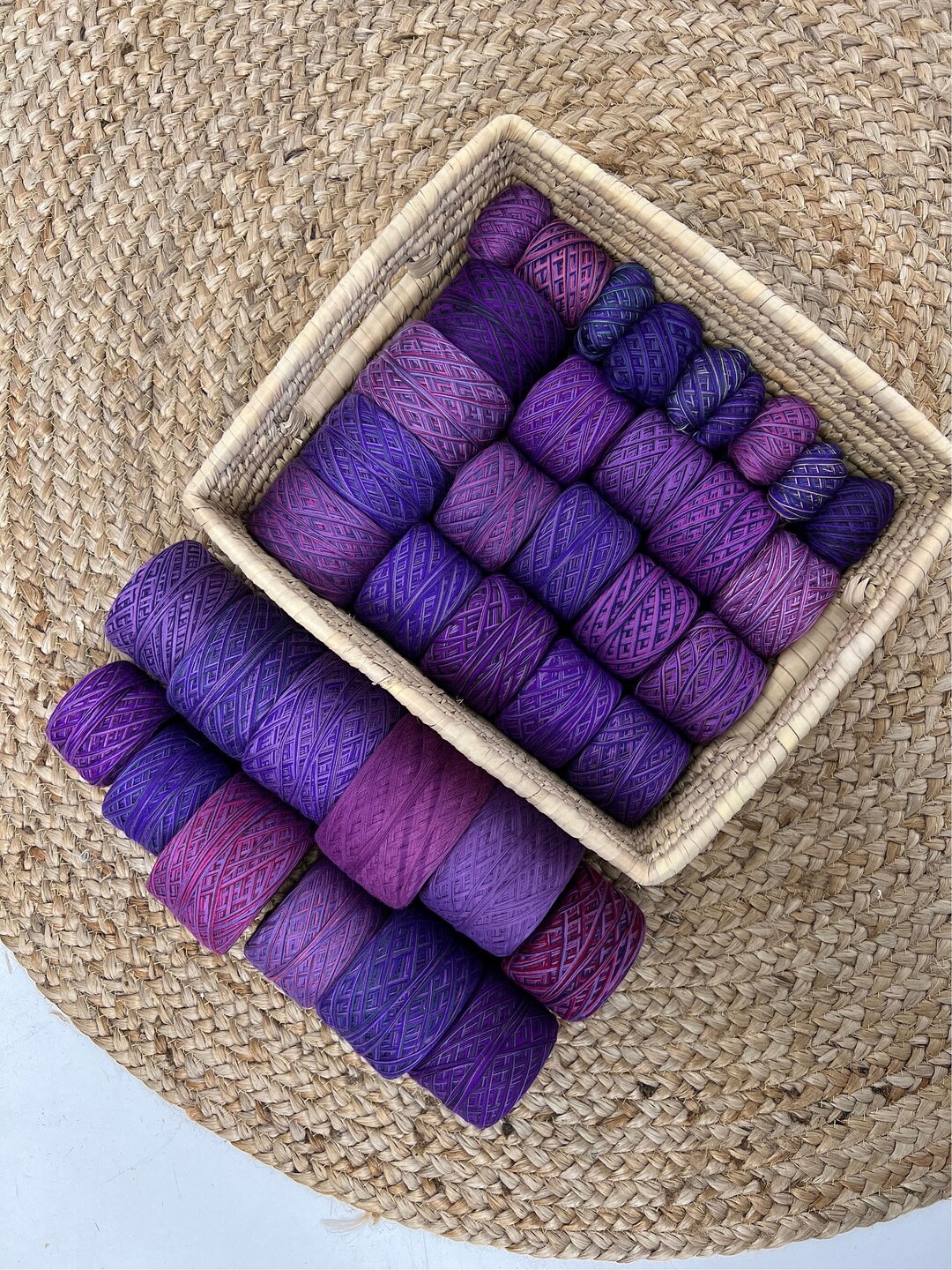 Purple Yarn Cakes, Handmade Yarn Lot, Purple Cotton Yarn, Random Size ...