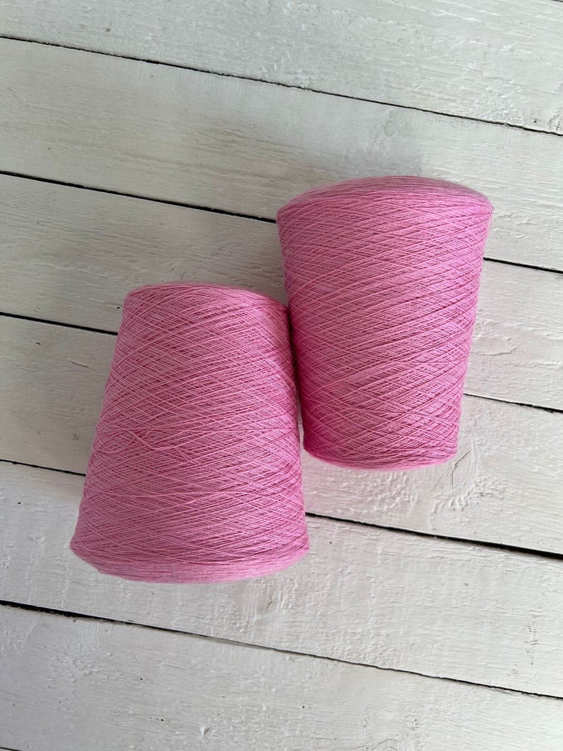 Pink Cotton Yarn on Cone, Light Pink Color Yarn, Lace Weight Cotton ...