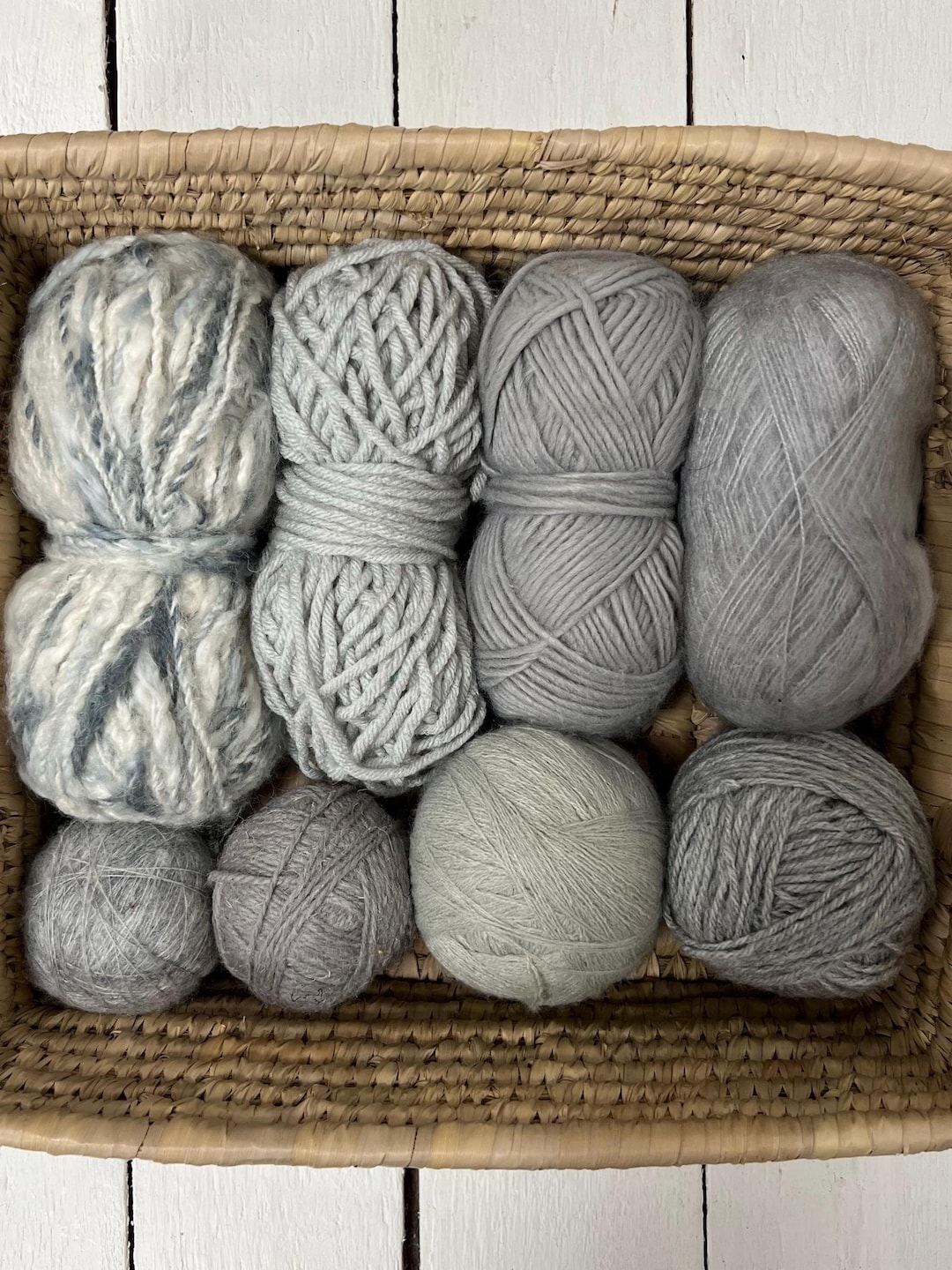 Gray Yarn Bundle, Light Grey Yarn Box for Crafts, Destash Yarn Lot ...