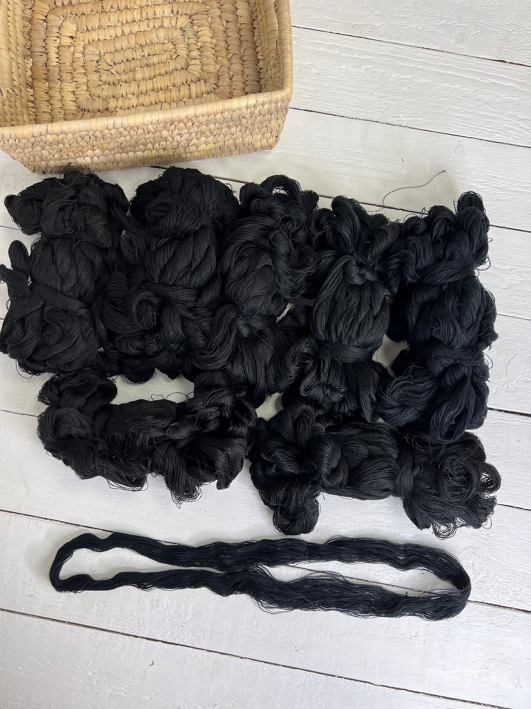 Black Yarn Bundle, Acrylic Yarn Hanks, Thin Lace Thread Set, Yarn for ...