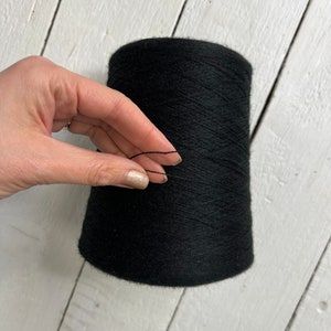 Black Wool Yarn on Cone, Black Knitting Yarn, Lace Weight Yarn Thread ...