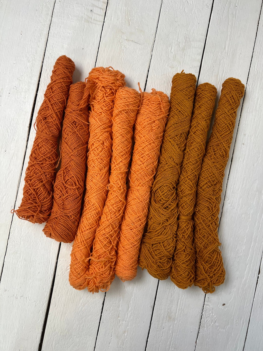 Orange Wool Yarn Bundle, Assorted 100% Wool Skeins, DK Worsted Yarn ...