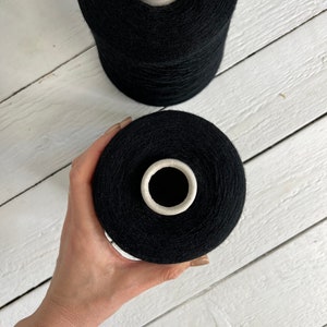 Black Wool Yarn on Cone, Black Knitting Yarn, Lace Weight Yarn Thread ...