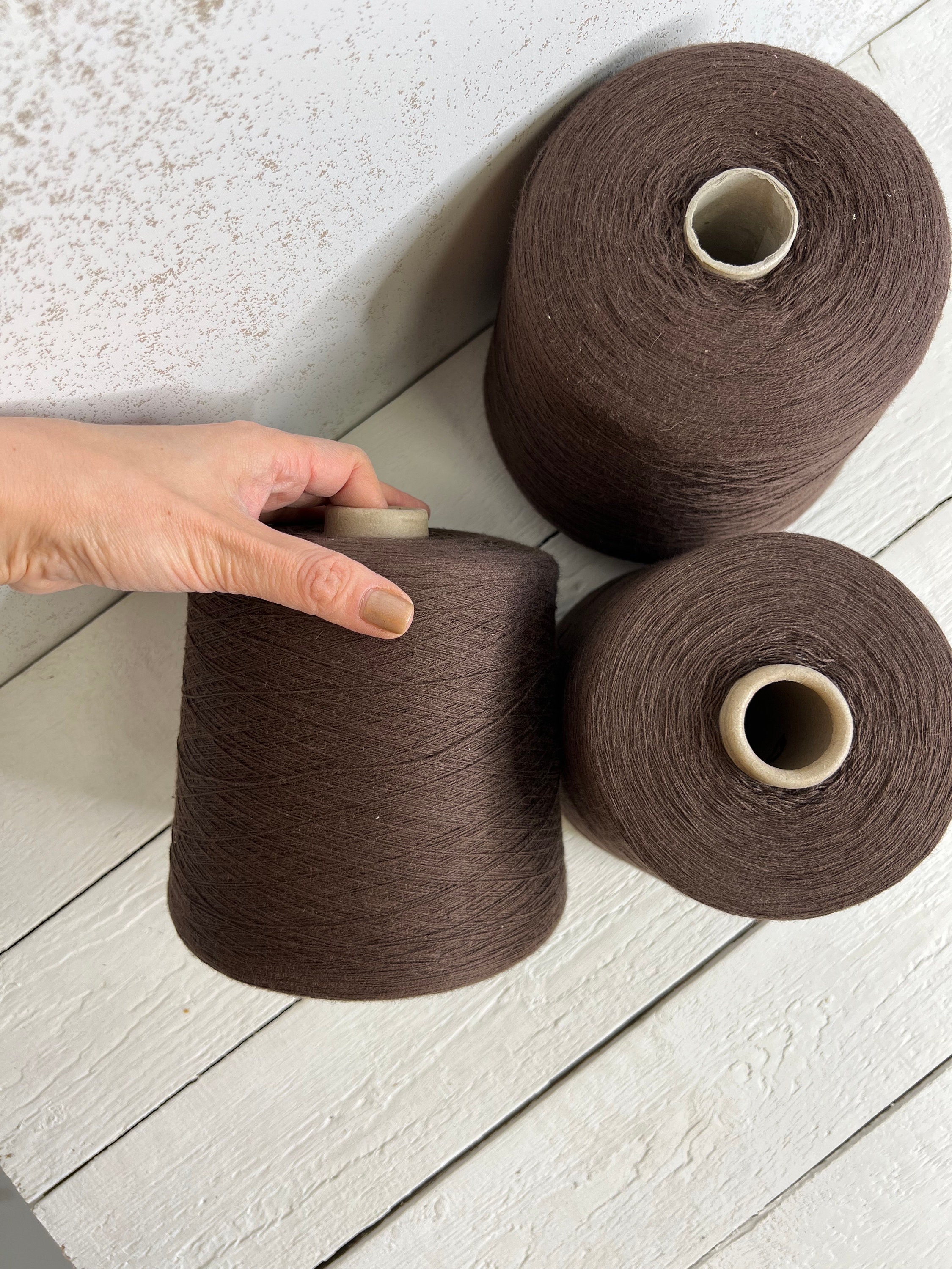 Brown Cotton Yarn on Cone, Dark Brown Yarn, Lace Weight Cotton Thread ...