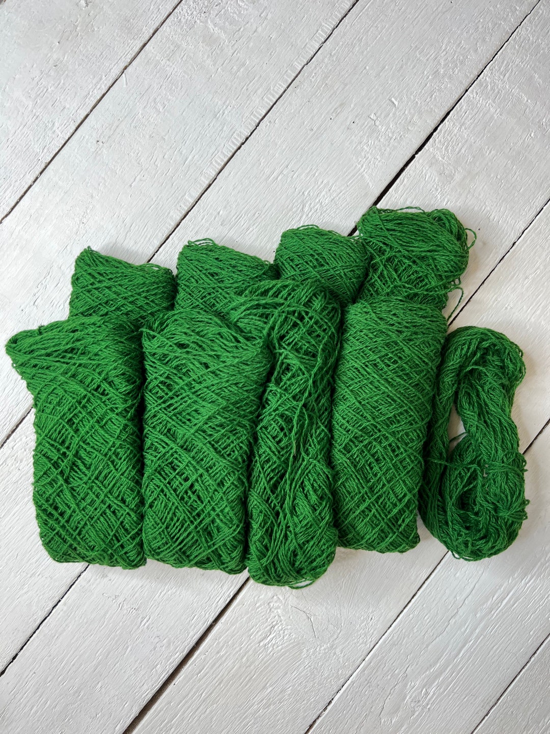 Bright Green Wool Lot, 100% Wool Yarn Skeins, DK Worsted Yarn Bundle ...