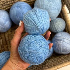 Light Blue Yarn Lot, Destash Yarn Box, Blue Wool and Cotton Yarn Bundle ...