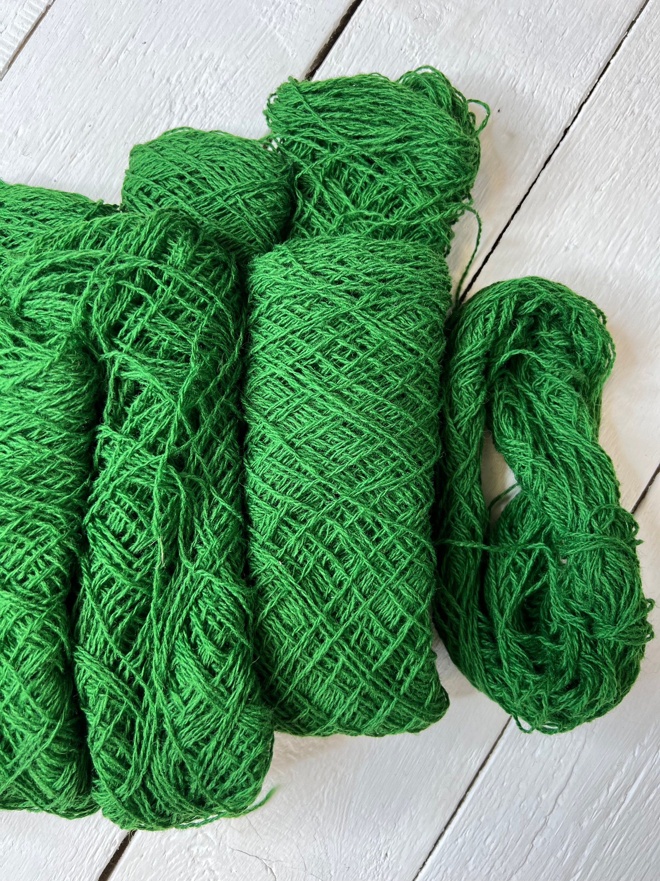 Bright Green Wool Lot, 100% Wool Yarn Skeins, DK Worsted Yarn Bundle, Gift for Crocheter, Bright ...