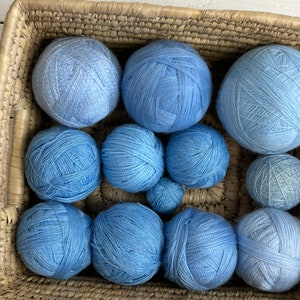 Light Blue Yarn Lot, Destash Yarn Box, Blue Wool and Cotton Yarn Bundle ...