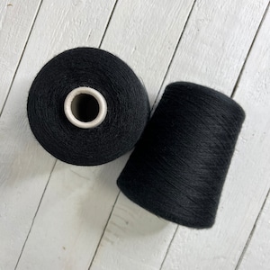 Black Wool Yarn on Cone, Black Knitting Yarn, Lace Weight Yarn Thread ...