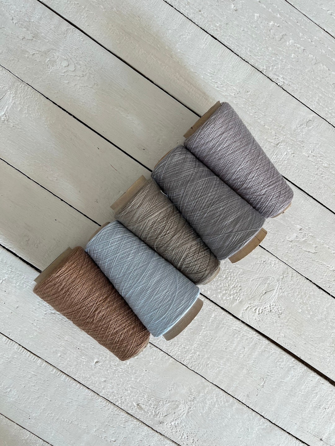 SET of 5 Yarn Cones, Cotton Yarn on Cone, Gray and Beige Thread for ...