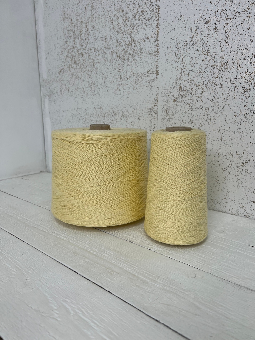 Yellow Cotton Yarn on Cone, Very Light Yellow Yarn, Lace Weight Cotton ...