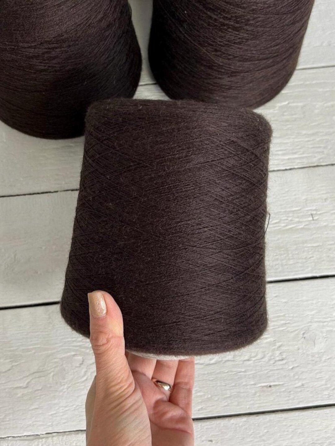 Brown Wool Yarn on Cone, Dark Chocolate Yarn, Lace Weight Wool Thread ...