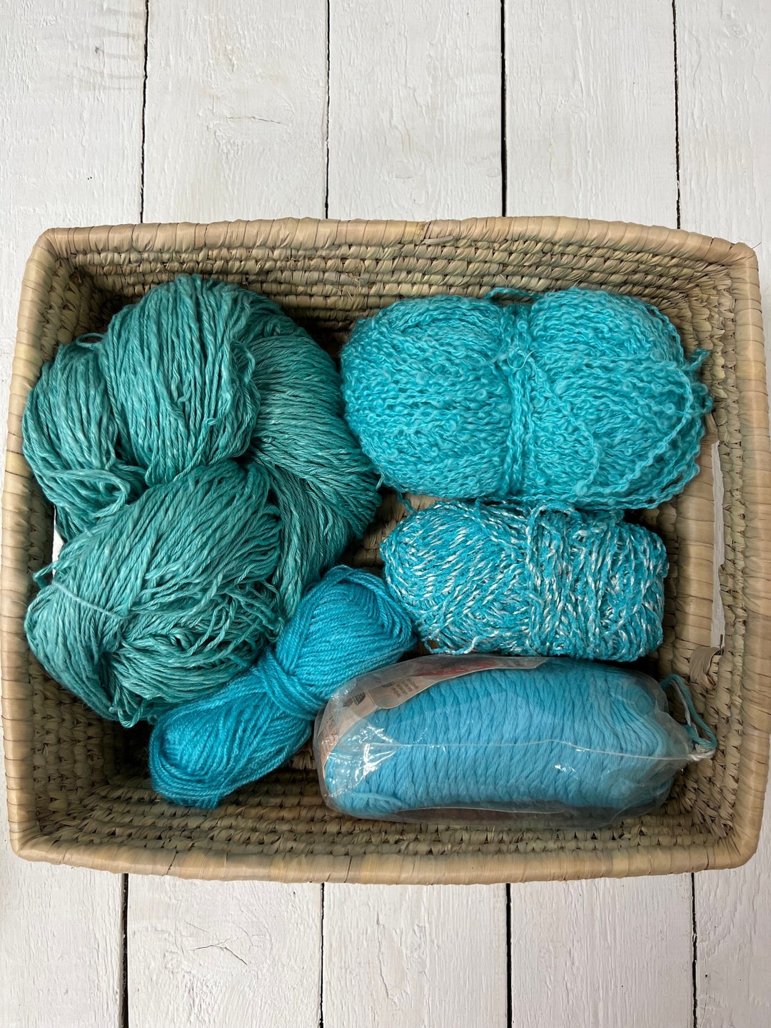 Turquoise Yarn Bundle, Mixed Yarn Box, Light Blue Yarn for Crocheting ...
