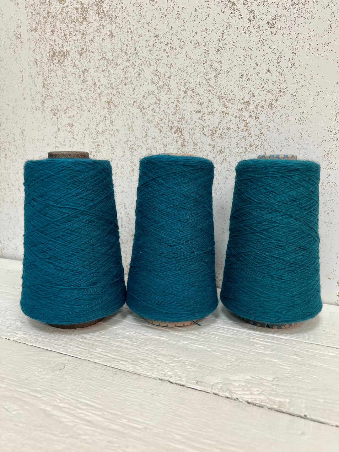 Set of 3 Yarn Cones, Teal Yarn Colors, Thin Lace Yarn, Thread for ...