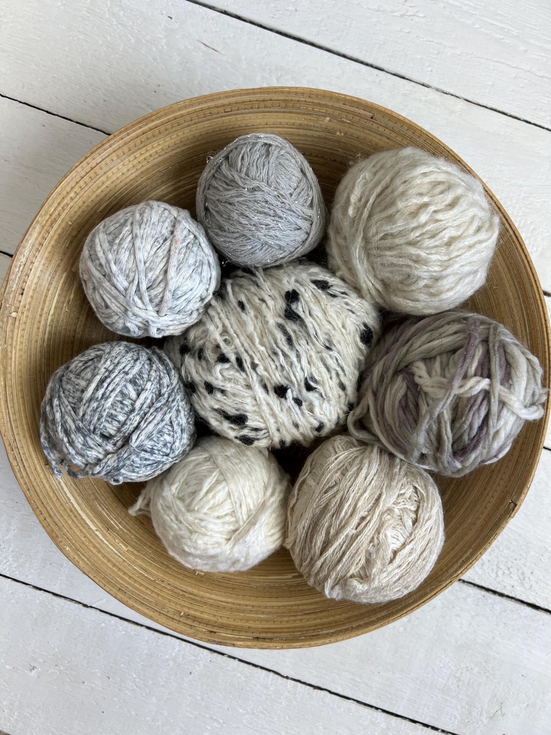Destash Yarn Bundle, Assorted White Yarn Box for Crafts, Off-white ...